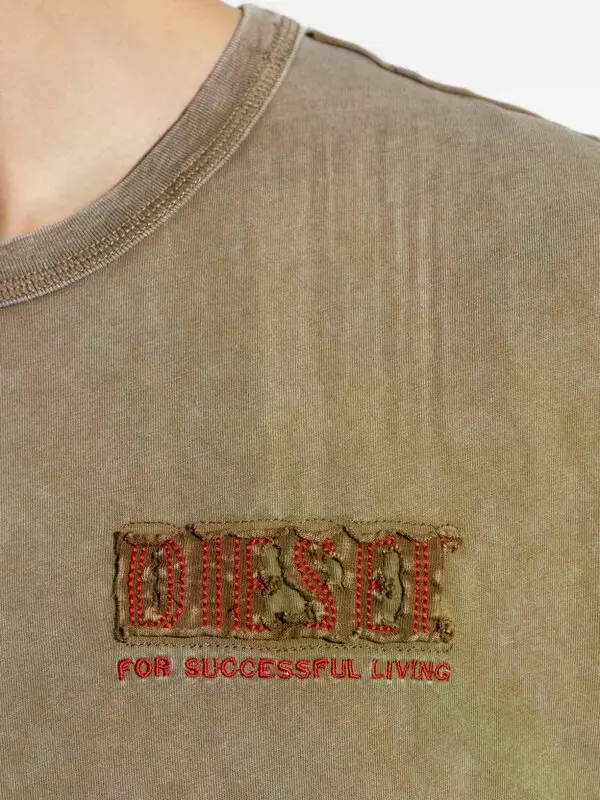 DIESEL® Acid-wash T-shirt With Raw Edges - Neutrals