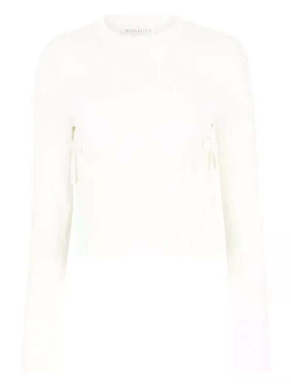 Nina Ricci Ribbed Bow-detailed Sweater - Neutrals