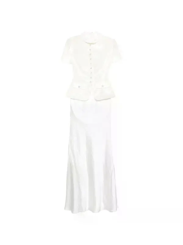 SELF-PORTRAIT Button-embellished Maxi Skirt Set - White