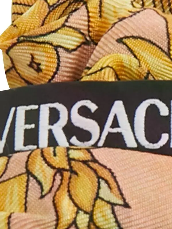 Versace Silk Baroque-Print Scrunchie - Green | Editorialist display picture 2