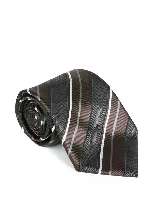 Brioni Textured Striped Necktie - Brown
