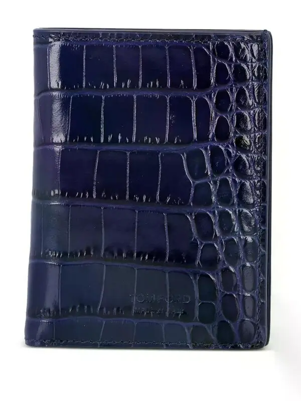 TOM FORD Crocodile-effect Cardholder - Blue
