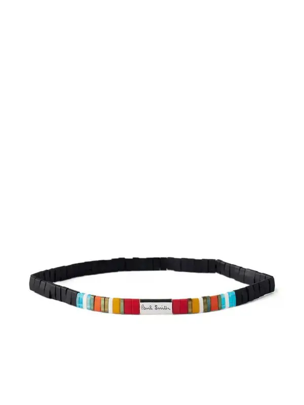 Paul Smith Beaded Bracelet With Logo Detail - Black