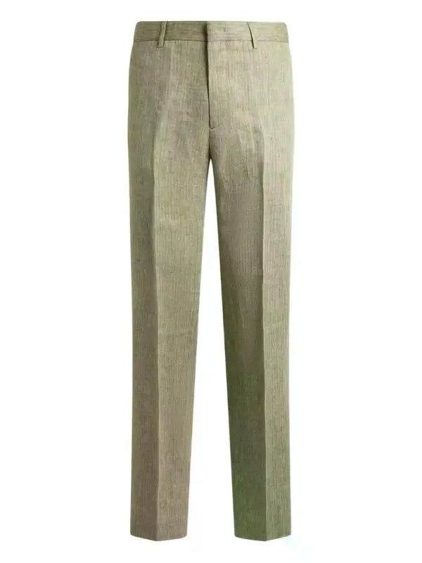 Etro Chevron-motif Straight-leg Trousers - Green