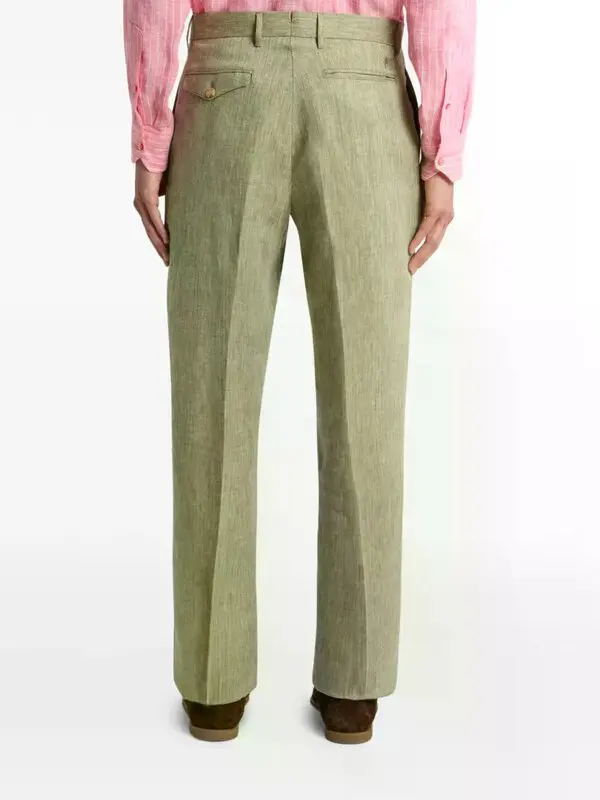 Etro Chevron-motif Straight-leg Trousers - Green