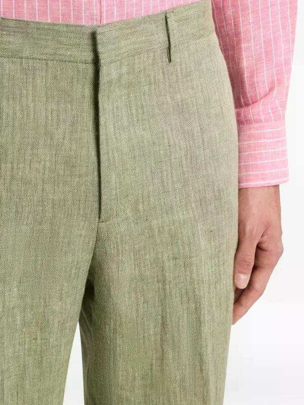 Etro Chevron-motif Straight-leg Trousers - Green