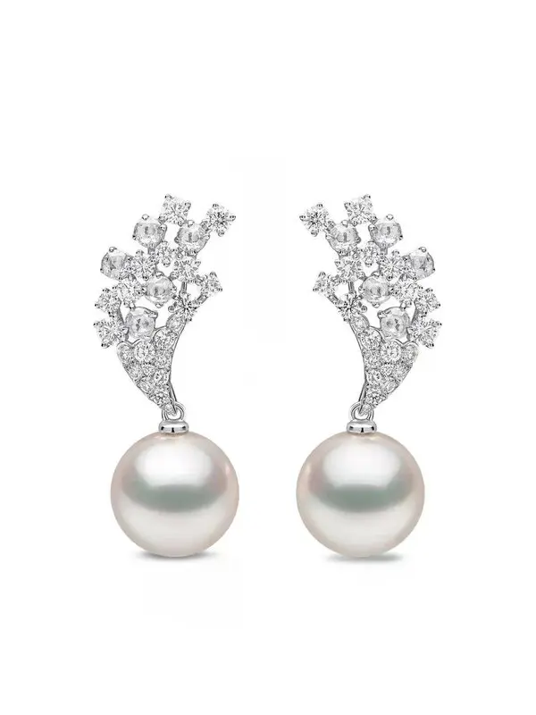 Yoko London Duchess Diamond And Pearl Earrings - Silver