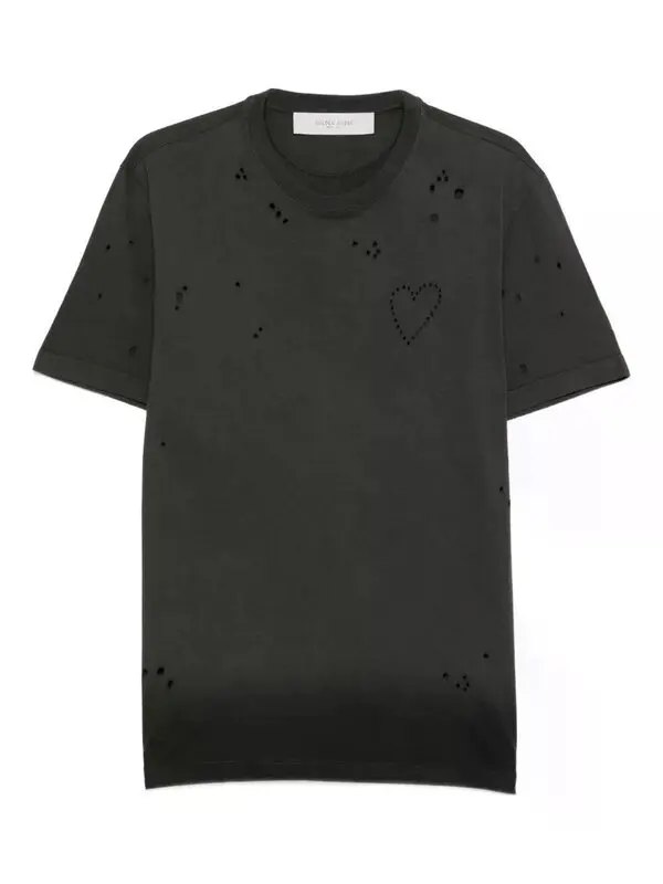 GOLDEN GOOSE Journey Heart-detail Distressed T-shirt - Grey