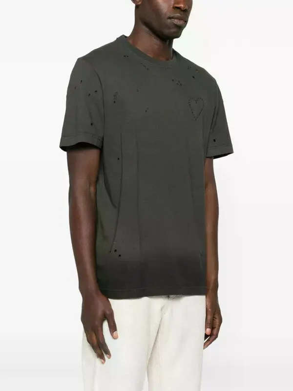 GOLDEN GOOSE Journey Heart-detail Distressed T-shirt - Grey