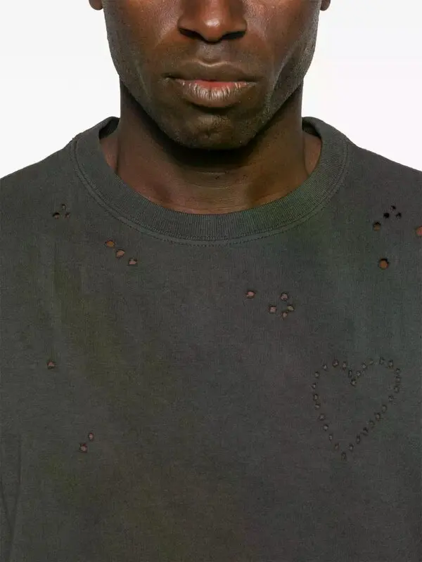 GOLDEN GOOSE Journey Heart-detail Distressed T-shirt - Grey
