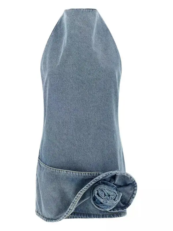 Magda Butrym Denim Flower Mini Dress - Blue