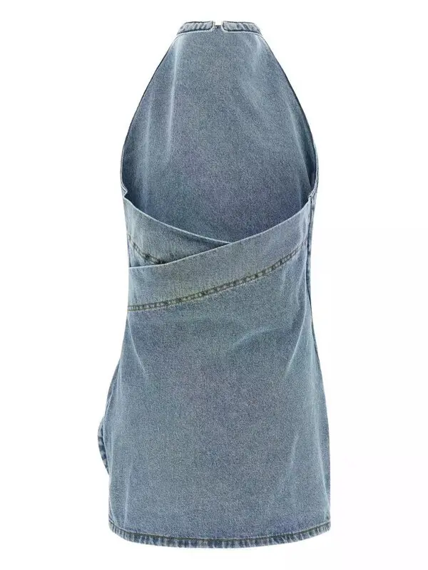 Magda Butrym Denim Flower Mini Dress - Blue