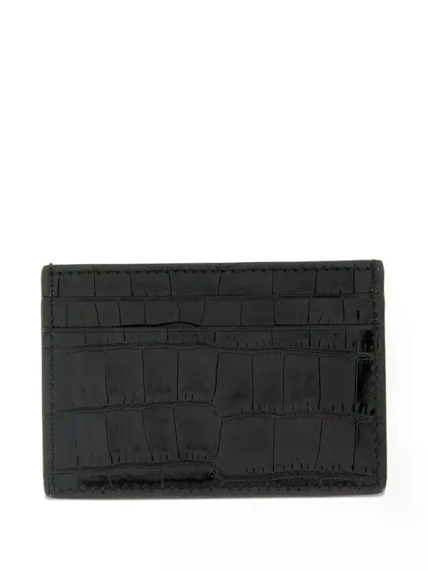 TOM FORD Crocodile Shiny Leather Card Holder - Black