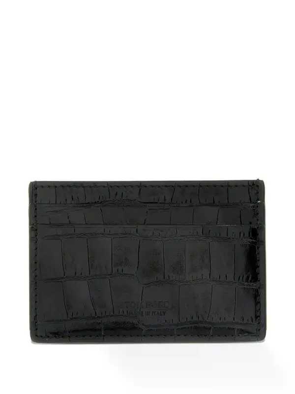 TOM FORD Crocodile Shiny Leather Card Holder - Black