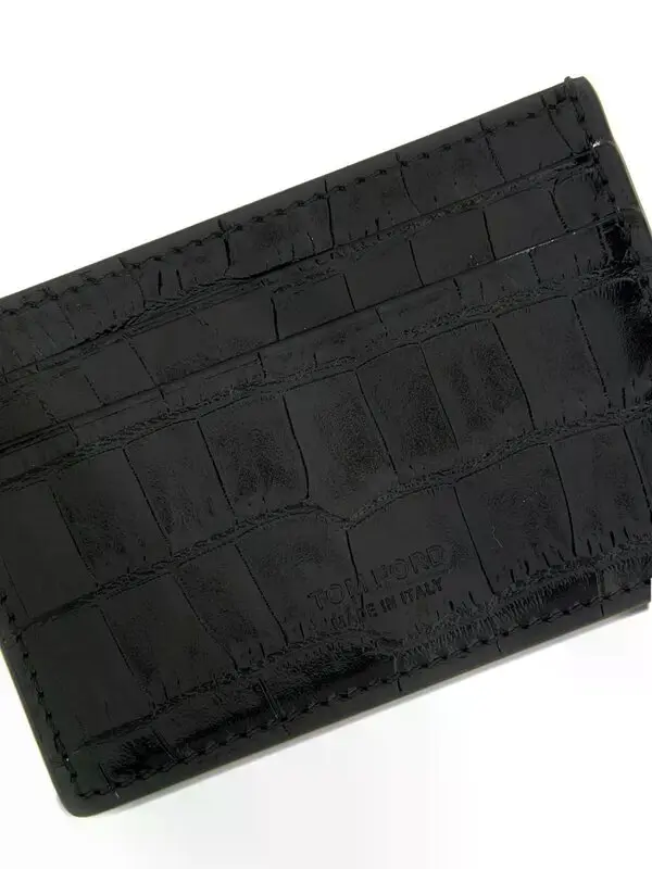 TOM FORD Crocodile Shiny Leather Card Holder - Black