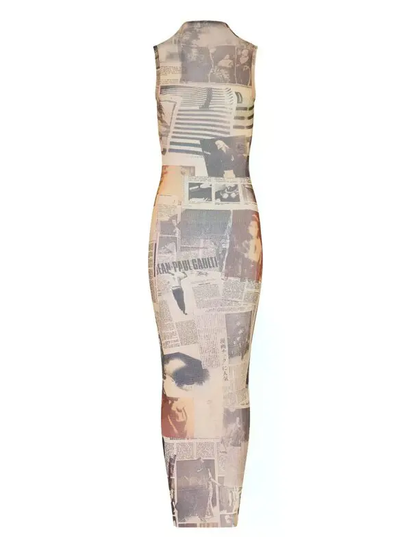 JEAN PAUL GAULTIER Long Journal Open-back Dress - Neutrals