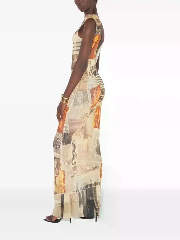 JEAN PAUL GAULTIER Long Journal Open-back Dress - Neutrals