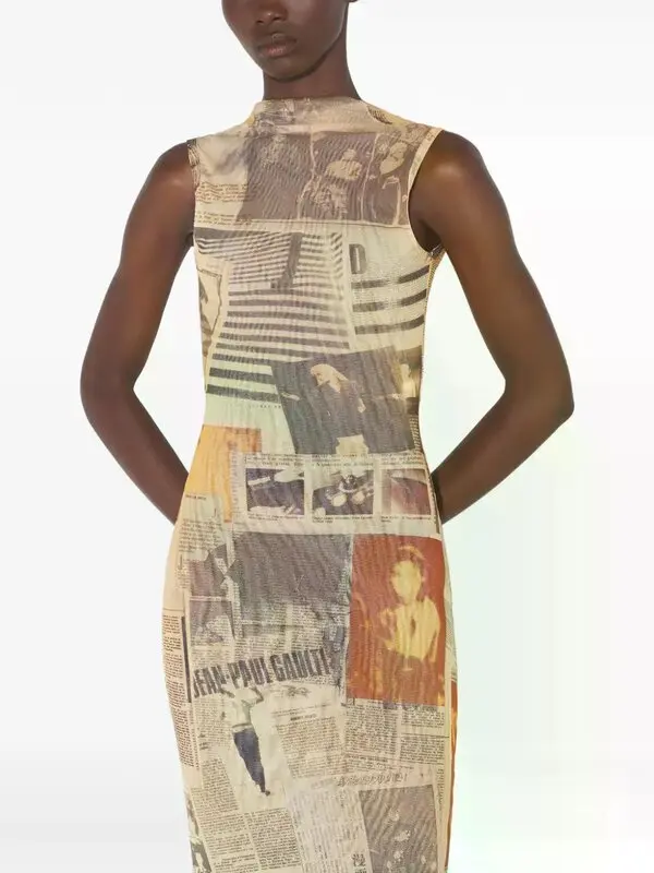 JEAN PAUL GAULTIER Long Journal Open-back Dress - Neutrals