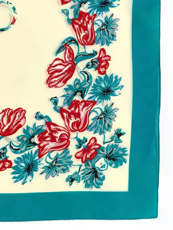 Pinko Logo Floral-print Scarf - Neutrals