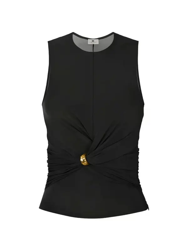 Elisabetta Franchi Jersey Top With Jewel Detail