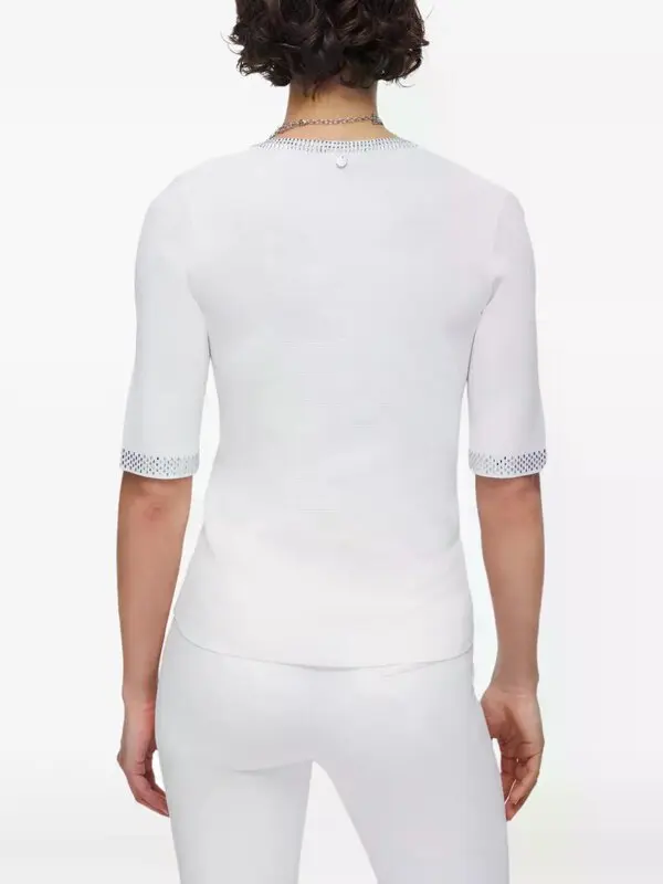 Liu Jo Rhinestone Appliqué V-neck T-shirt - White