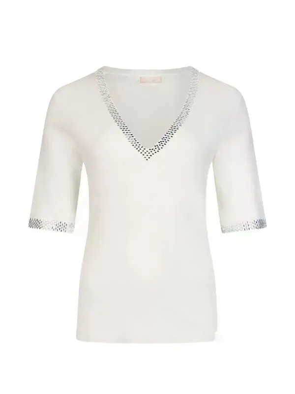 Liu Jo Rhinestone Appliqué V-neck T-shirt