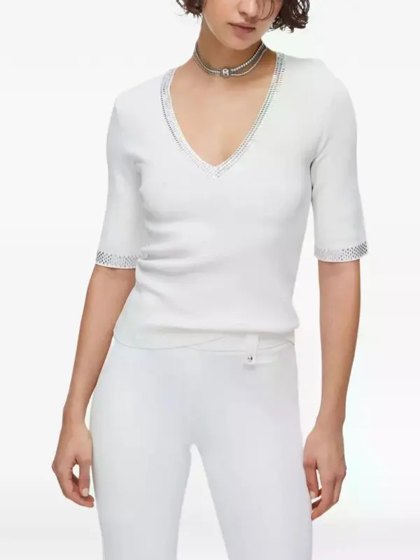 Liu Jo Rhinestone Appliqué V-neck T-shirt
