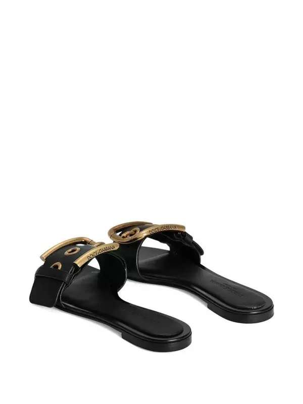 Dolce & Gabbana Buckle-detail Flat Sandals - Black