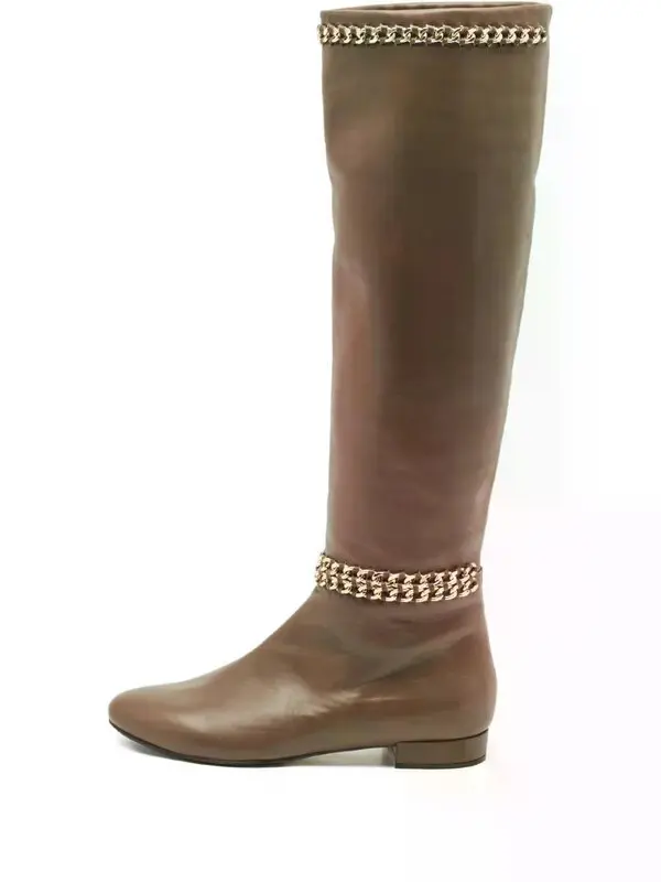LE SILLA Leather Knee-high Boots With Chain Embellishment