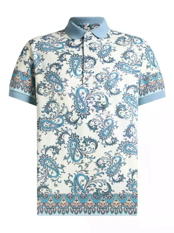 Etro Placed-print Cotton Polo Shirt - Neutrals