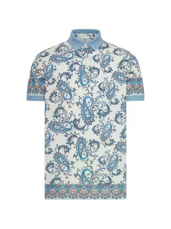 Etro Cotton Polo Shirt With Placed Print - Neutrals