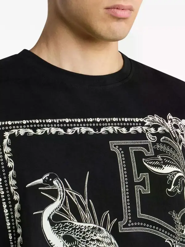 Etro Cotton T-shirt With Placed Print - Black