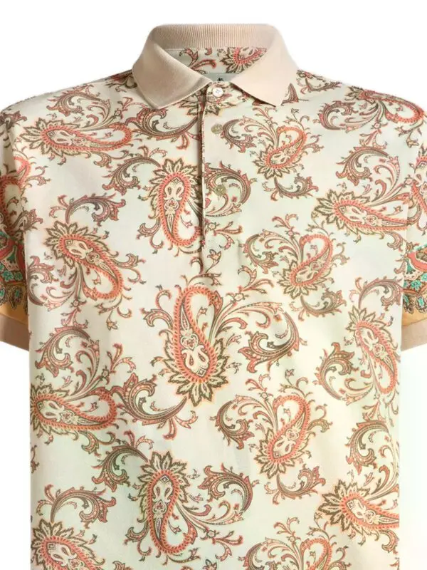 Etro Cotton Polo Shirt With Placed Print - Neutrals