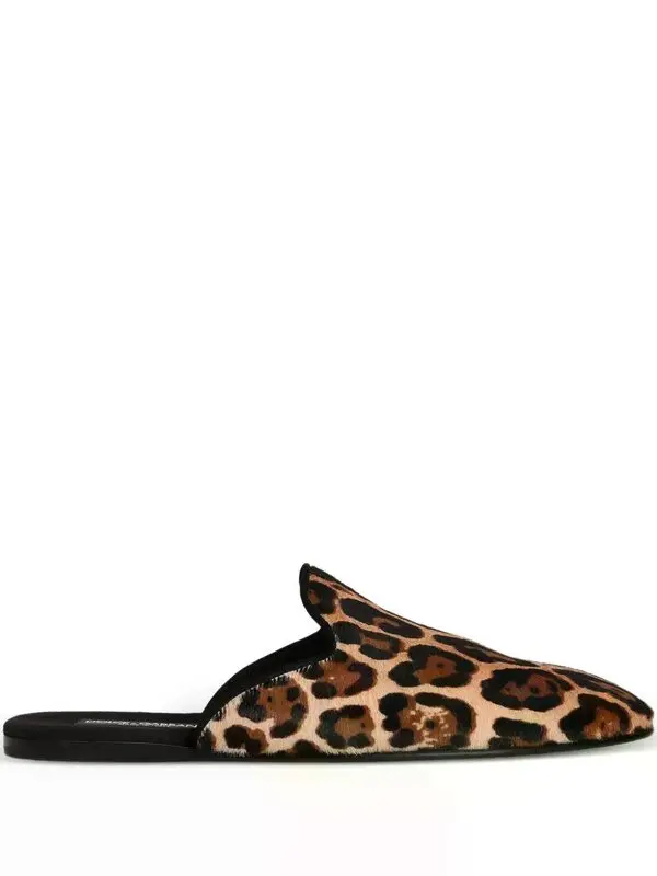 Dolce & Gabbana Leopard-print Slippers - Brown