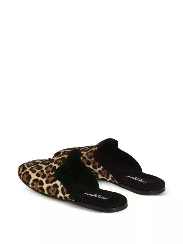 Dolce & Gabbana Leo-print Pony Slippers - Brown