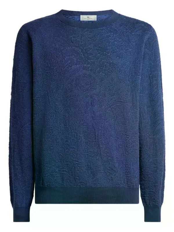 Etro Floral Paisley-motif Cotton Sweater - Blue