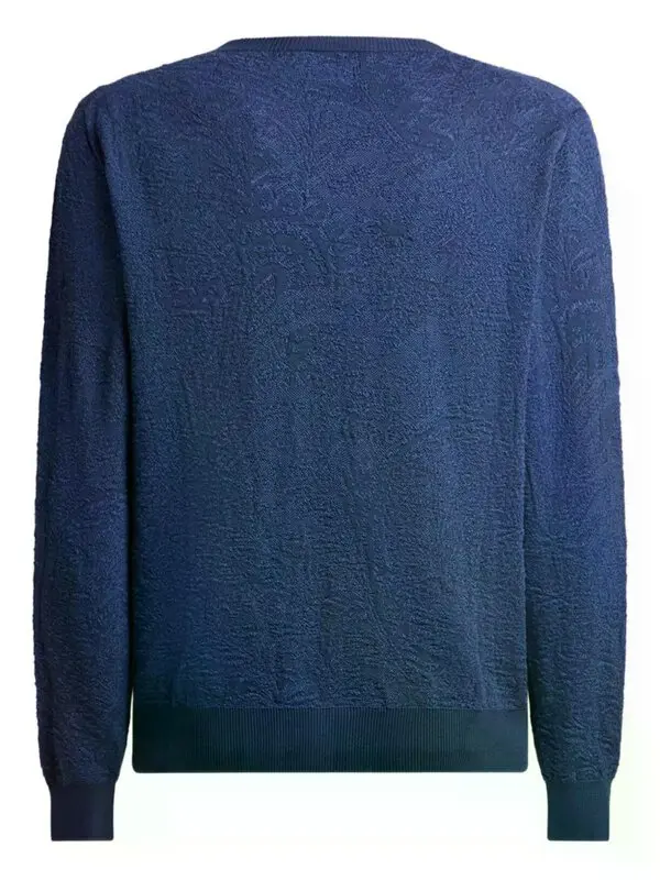 Etro Floral Paisley-motif Cotton Sweater - Blue