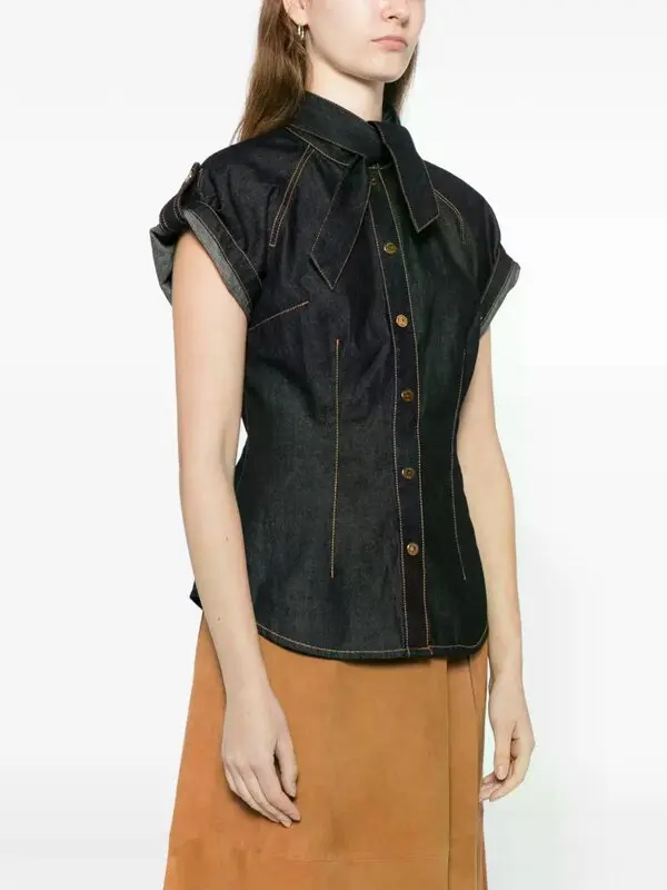 Zimmermann Denim Tie Neck Shirt - Blue