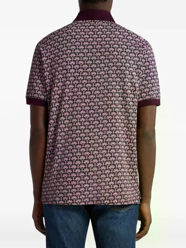Etro Palm-motif Cotton Polo Shirt - Black