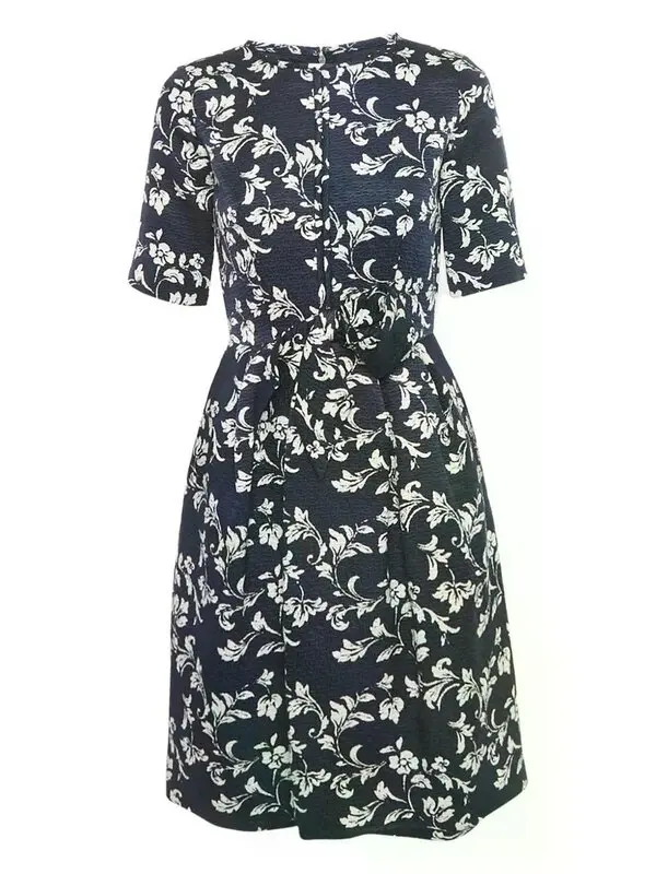 Carolina Herrera Floral Jacquard Short Sleeve Dress