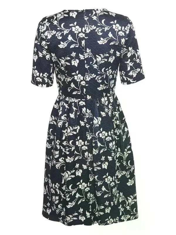 Carolina Herrera Floral Jacquard Short Sleeve Dress In Blue | Editorialist