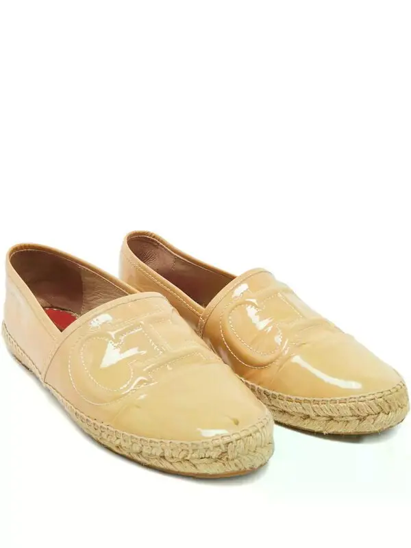 Carolina Herrera Patent-leather Logo Espadrilles - Neutrals