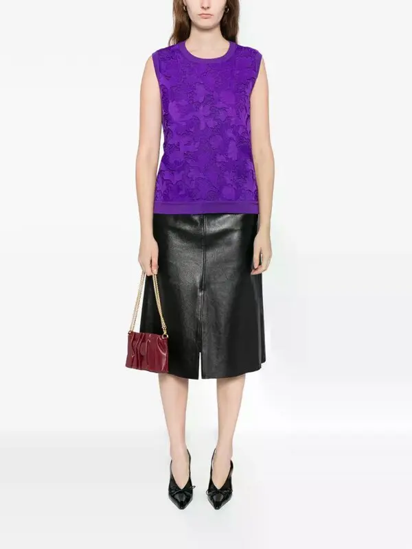 Oscar De La Renta Lace Knitted Top - Purple