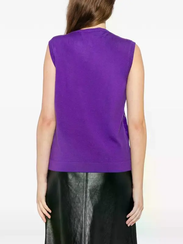 Oscar De La Renta Lace Knitted Top - Purple