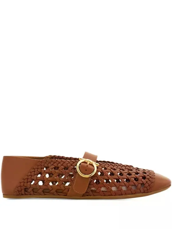FERRAGAMO Braided Buckle Ballet Flat