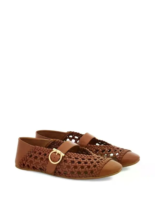 FERRAGAMO Braided Buckle Ballet Flat