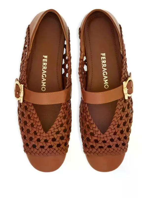 FERRAGAMO Braided Buckle Ballet Flat