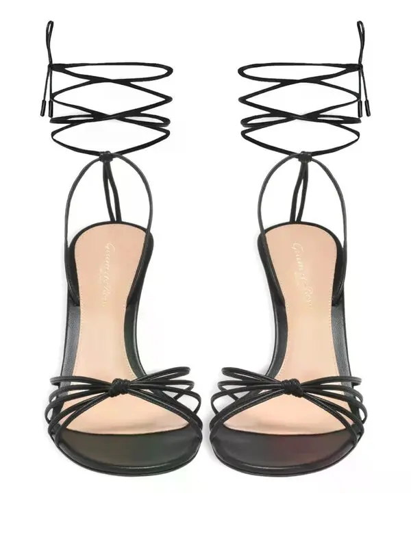 GIANVITO ROSSI Gwyneth Lace-up Heeled Sandals - Black