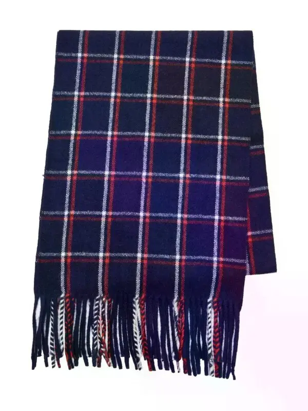 Undercover Check Fringed Scarf - Blue