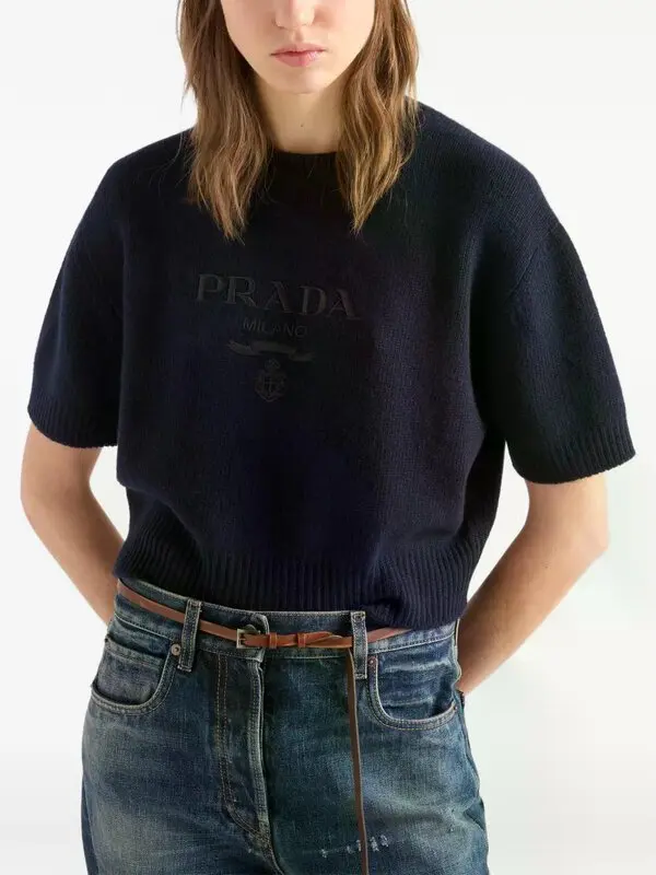 Prada Wool And Cashmere Crew-neck Sweater - Blue